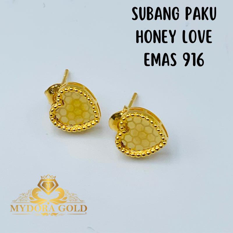 MYDORA Subang Paku Honey Love EMAS 916/22K | Shopee Malaysia