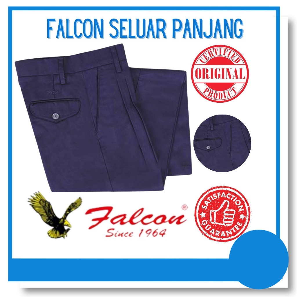 Seluar Panjang Biru Tua Tiada Getah Falcon 456EX Uniform Sekolah Seluar ...