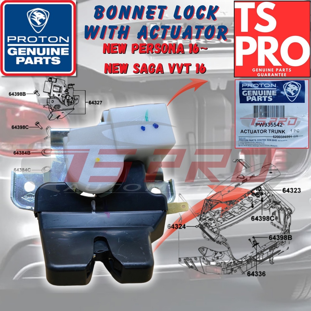 Proton New Persona 16~ New Saga VVT 16~ Genuine Rear Bonnet Lock With ...
