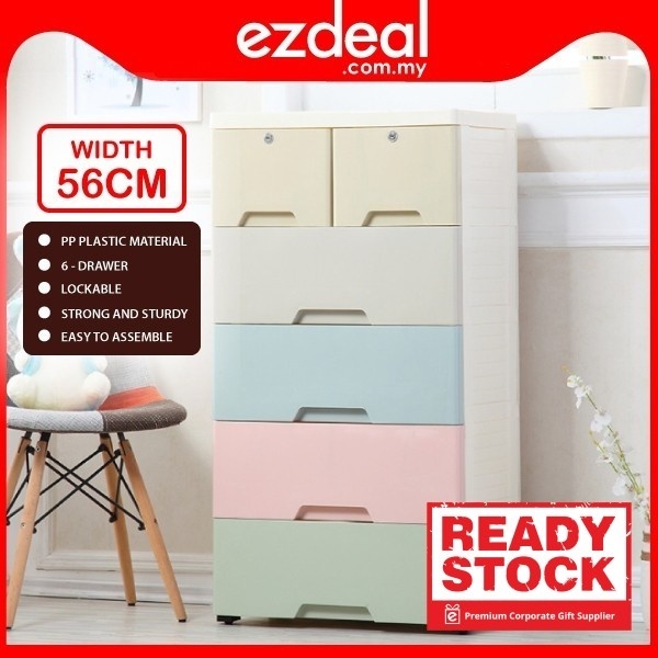 5 Layers 6 Drawer Cabinet Storage Box 56cm Colorful Macaron Kid ...