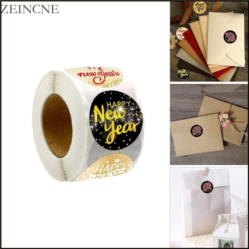 Zein 500Pcs Happy New Year Sticker Christmas Wrapping Labels Self ...