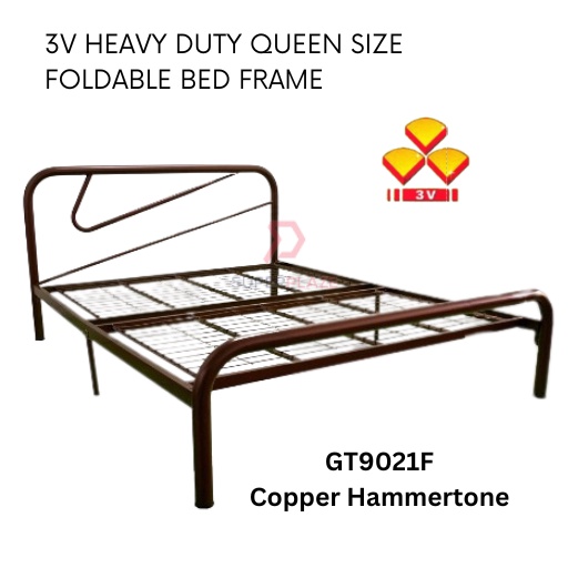 GT9021F Copper 3V Heavy Duty Queen Size Foldable Bed Frame Powder ...