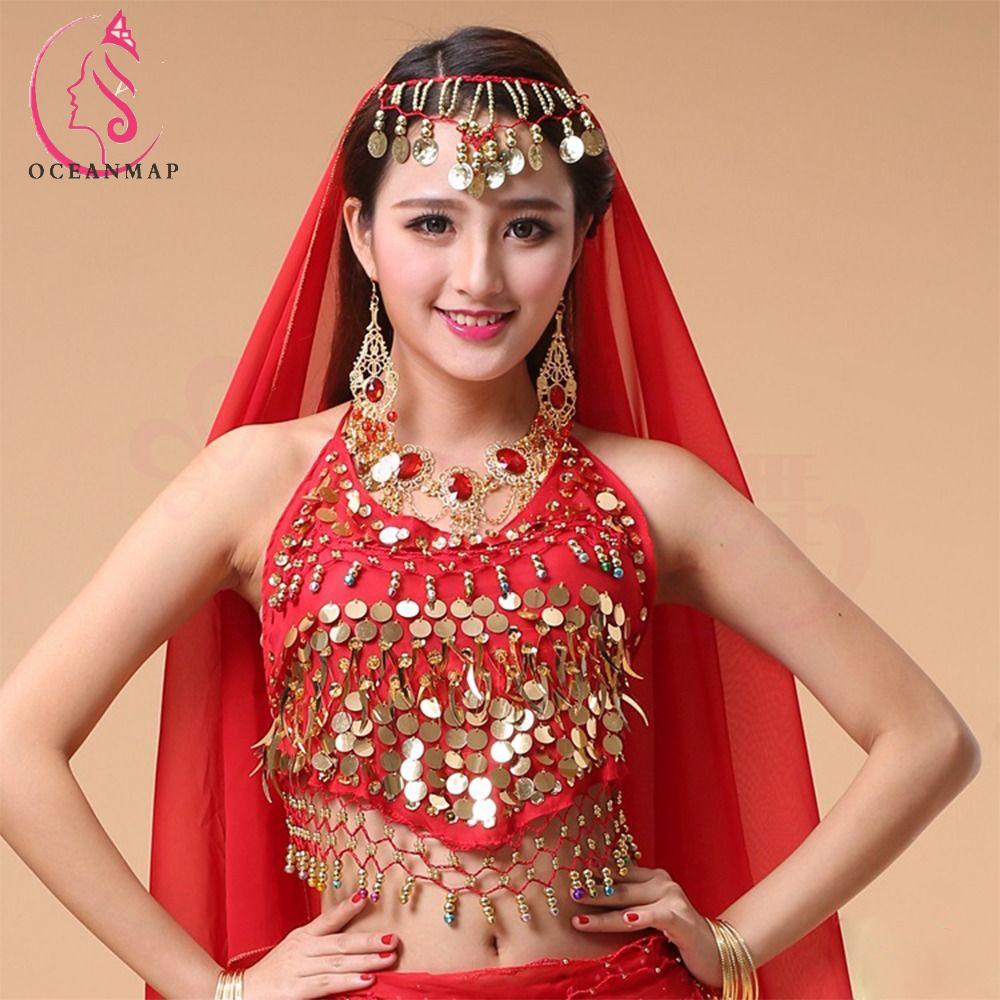 Oceanmap Belly Dance Sequin Top Polyester Tassel Shiny Fringe