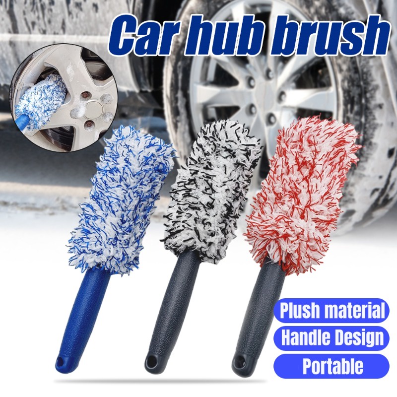 Long-handle Car Tire Washing Plush Brush / Ultrafine Fiber Soft Plush ...