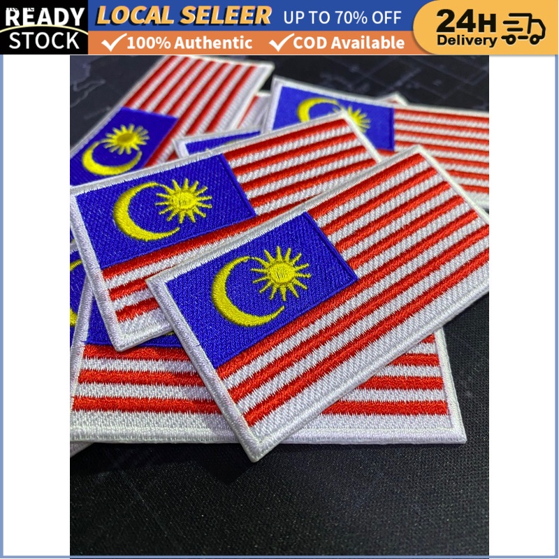 8*5cm Malaysia Flag velcro tape Embroidered Cloth sticker bendera ...