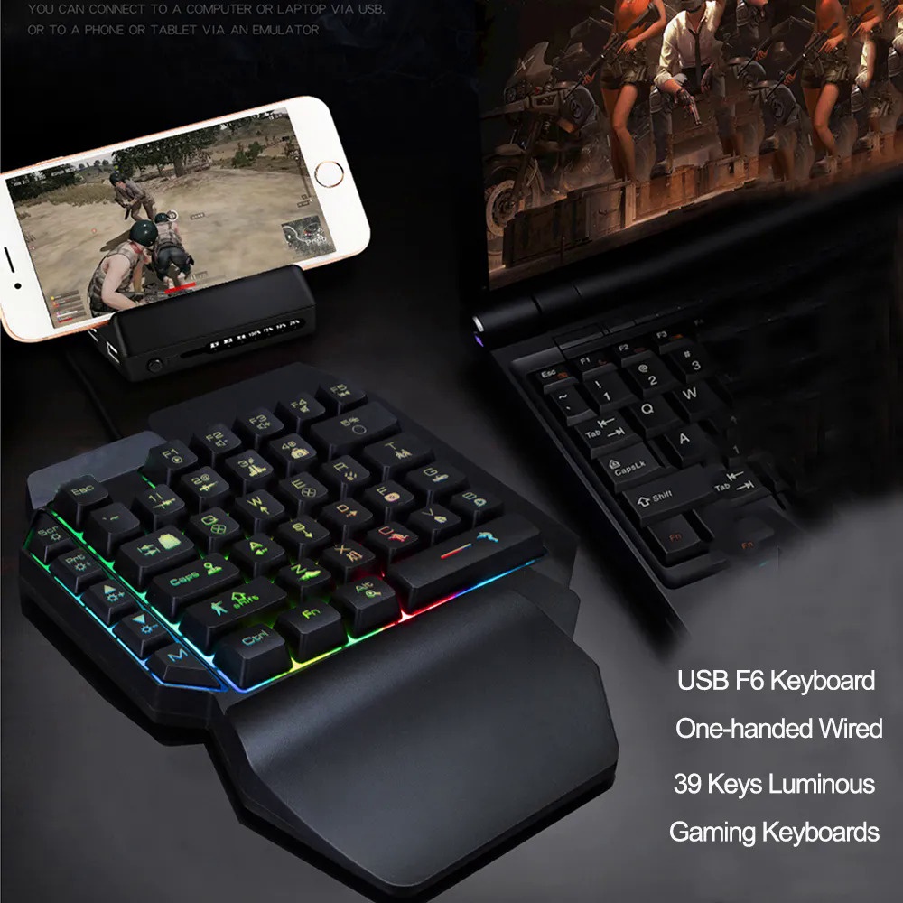 39 Key Mechanical Keyboard Gaming, RGB USB Wired Mouse Gamer Keypad ...