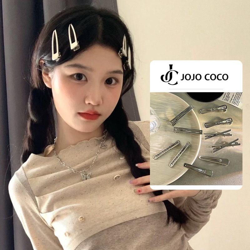 JOJO COCO Y2k Silver Metal Hollow Out Star Hairpin Women's Side Bangs Clip Headdress | Shopee ...