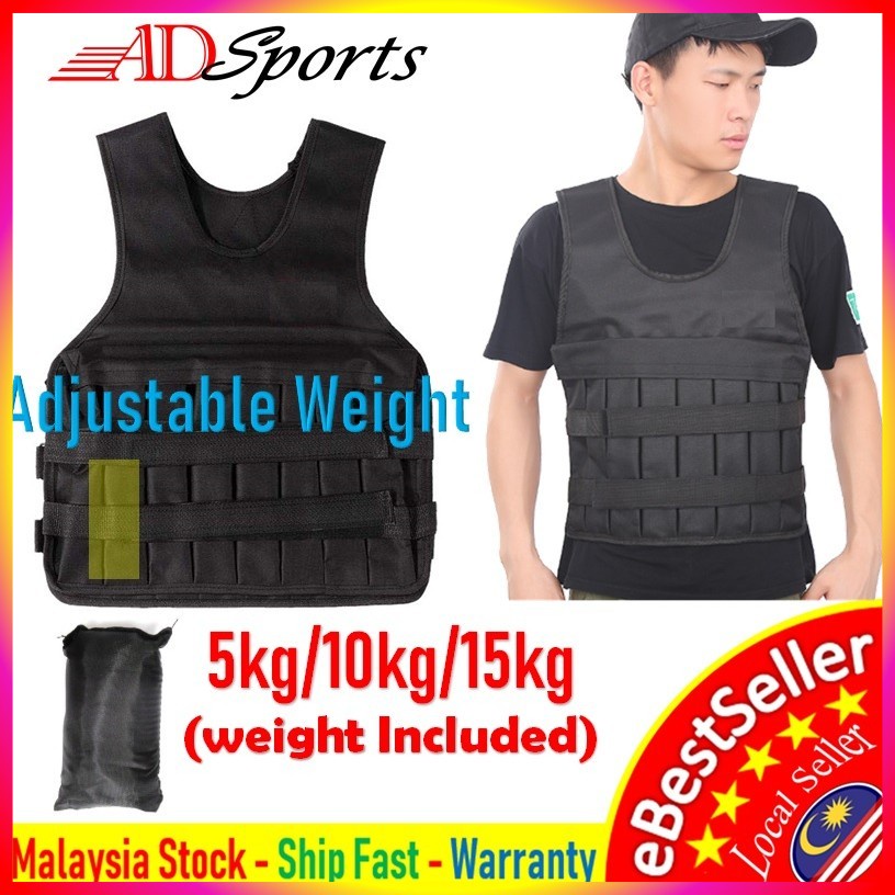 🔥🔥10KG/15KG (Weight Included) Adjustable Weight Vests Weighted Jacket ...