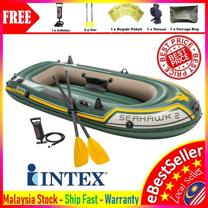 🔥🔥 SEAHAWK 2 INTEX 68347 2 Persons Kayak Rescue Fishing Inflatable Raft ...