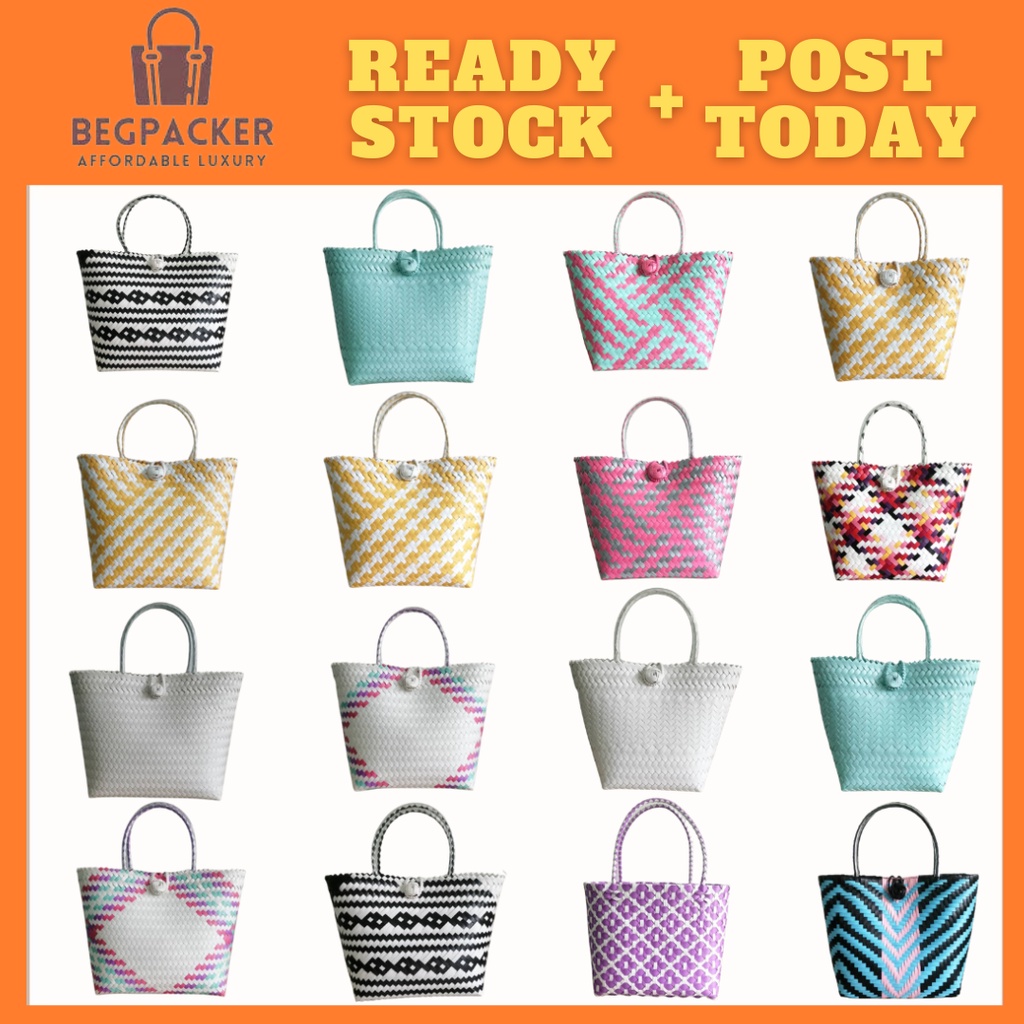 👜 BEGPACKER 👜 Beg Anyaman / tote bag women / PVC Bakul Anyaman Wanita ...