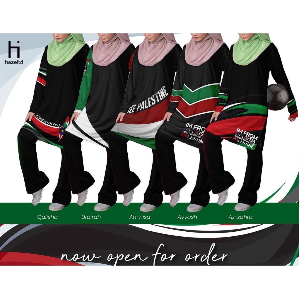 Palestine Series Muslimah Baju Israel Free Palestine Jersey Muslimah ...