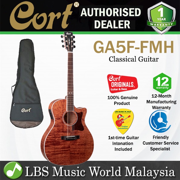 Cort GA5F Grand Auditorium Body Full Solid Flamed Mahogany Acoustic ...