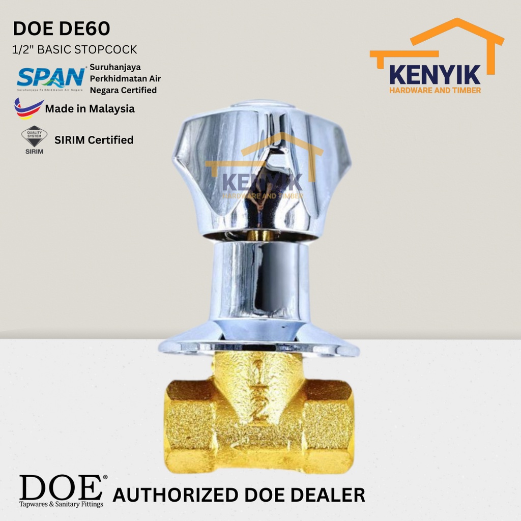 DOE Basic Series 1/2" or 3/4" Stopcock (DE60 / DE60A) | Shopee Malaysia