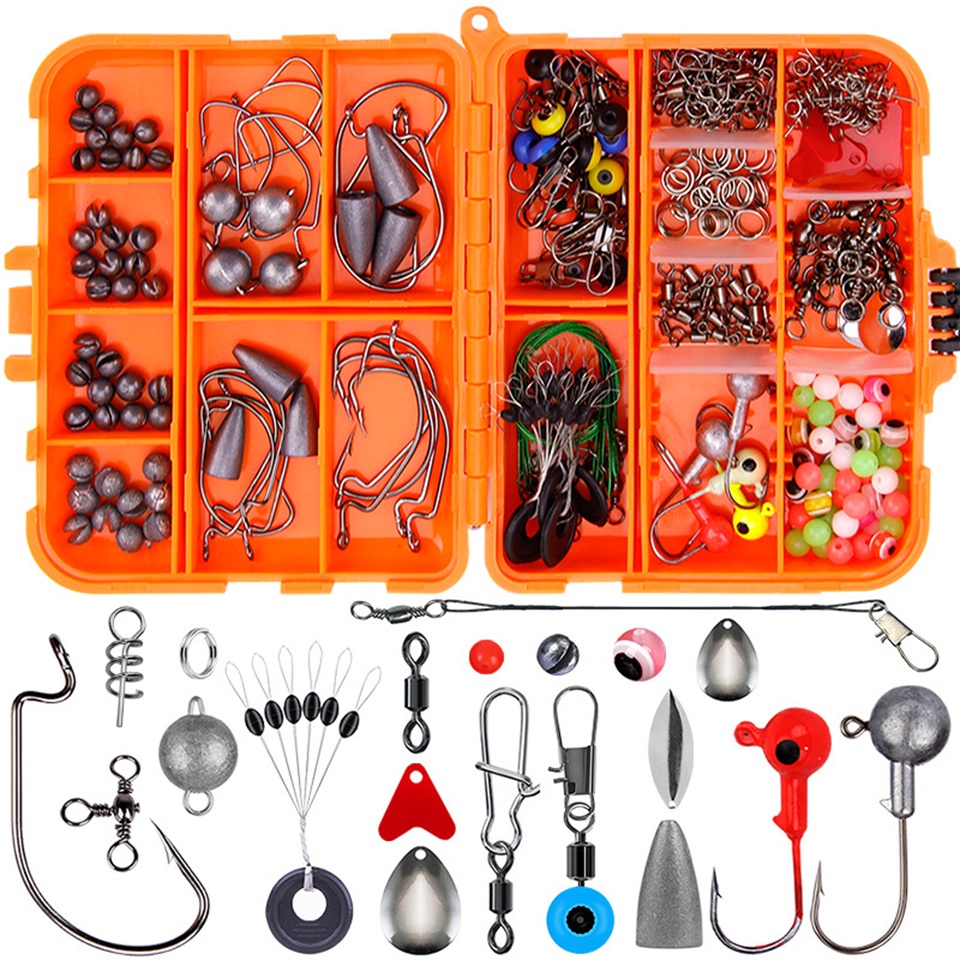 257pcs/Set Fishing Accessories Set with Tackle Box Including Jig Hooks ...