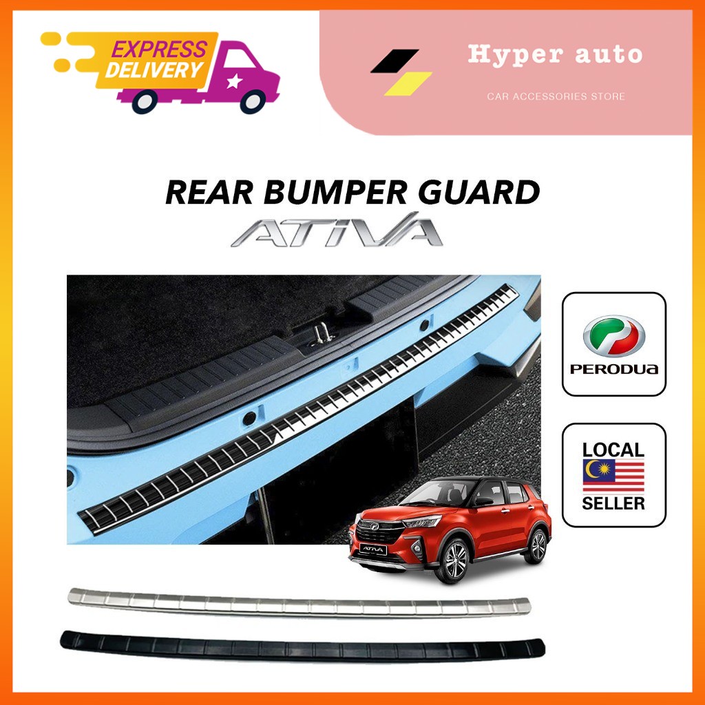 Perodua Ativa rear bumper guard foot plate stainless steel chrome ...