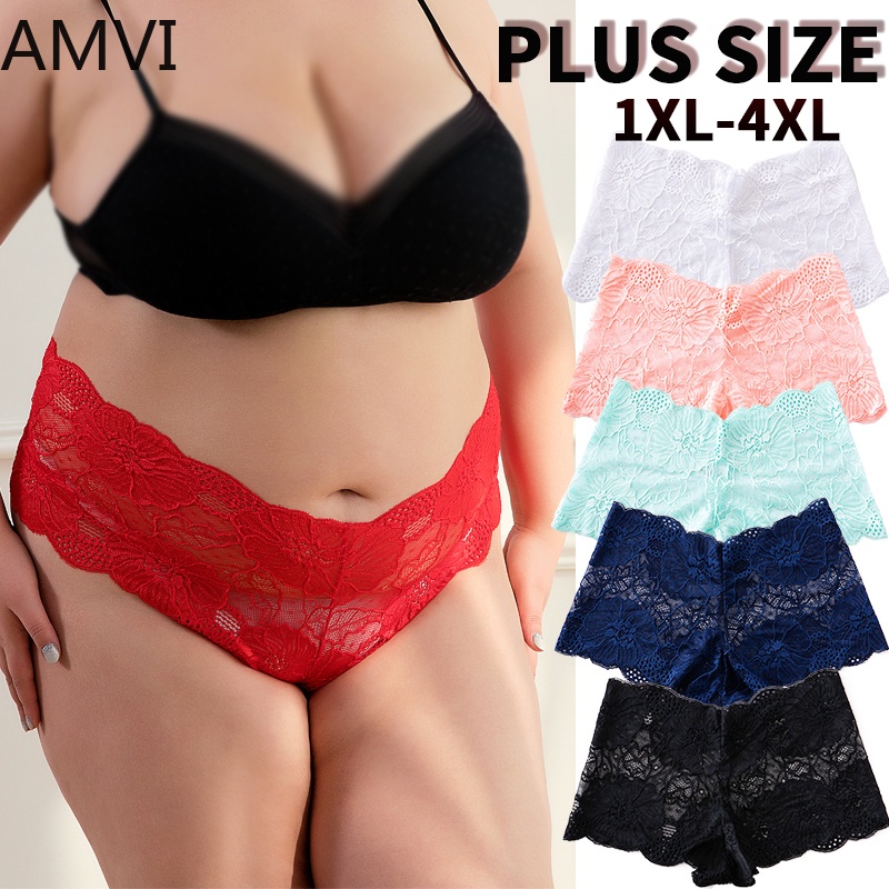 AMVI Lace Panty Plus Size for Women Panties Fashion Solid Color Sexy Lingerie Soft Ladies ...