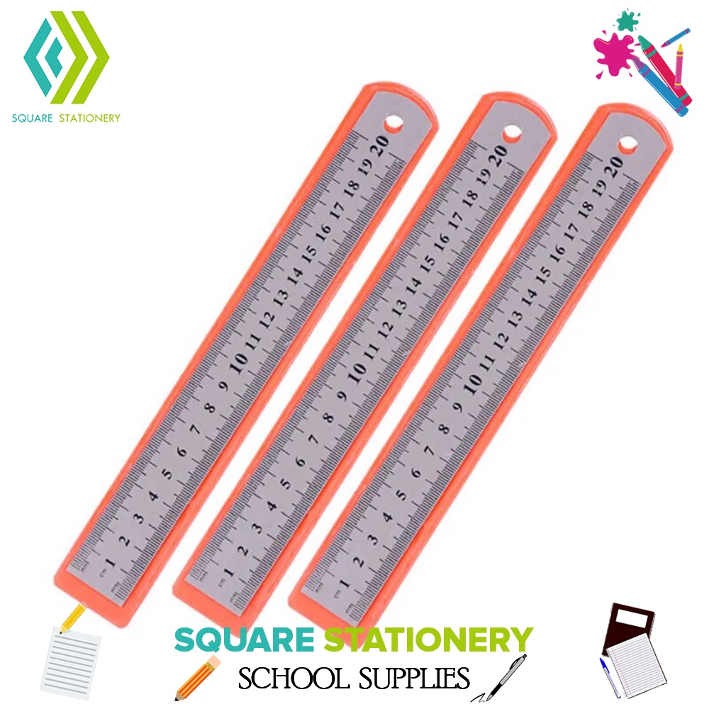 Square Stationery Metal Ruler Metric Rule Precision Double Sided ...