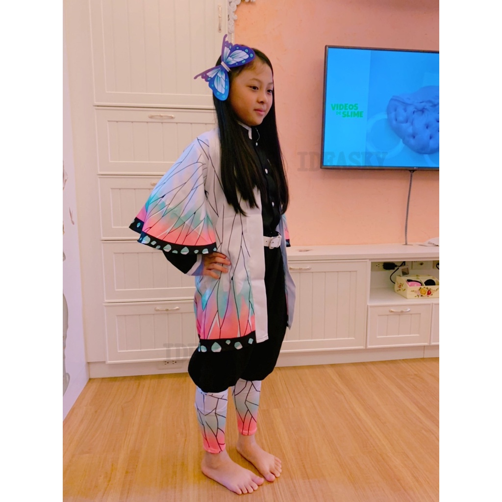 Anime Demon Slayer Kimetsu no Yaiba Kochou Shinobu Cosplay Costume kids ...