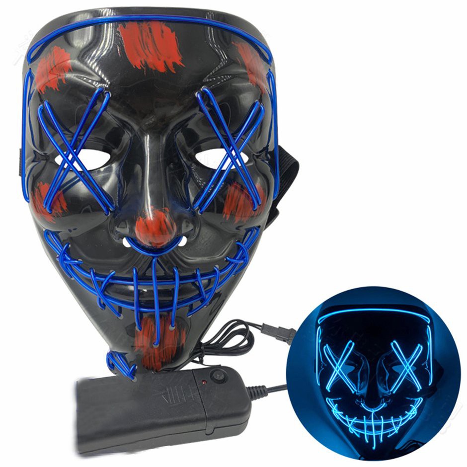 Halloween Decoration LED Mask Light Up Party Neon Mask Cosplay Horror ...
