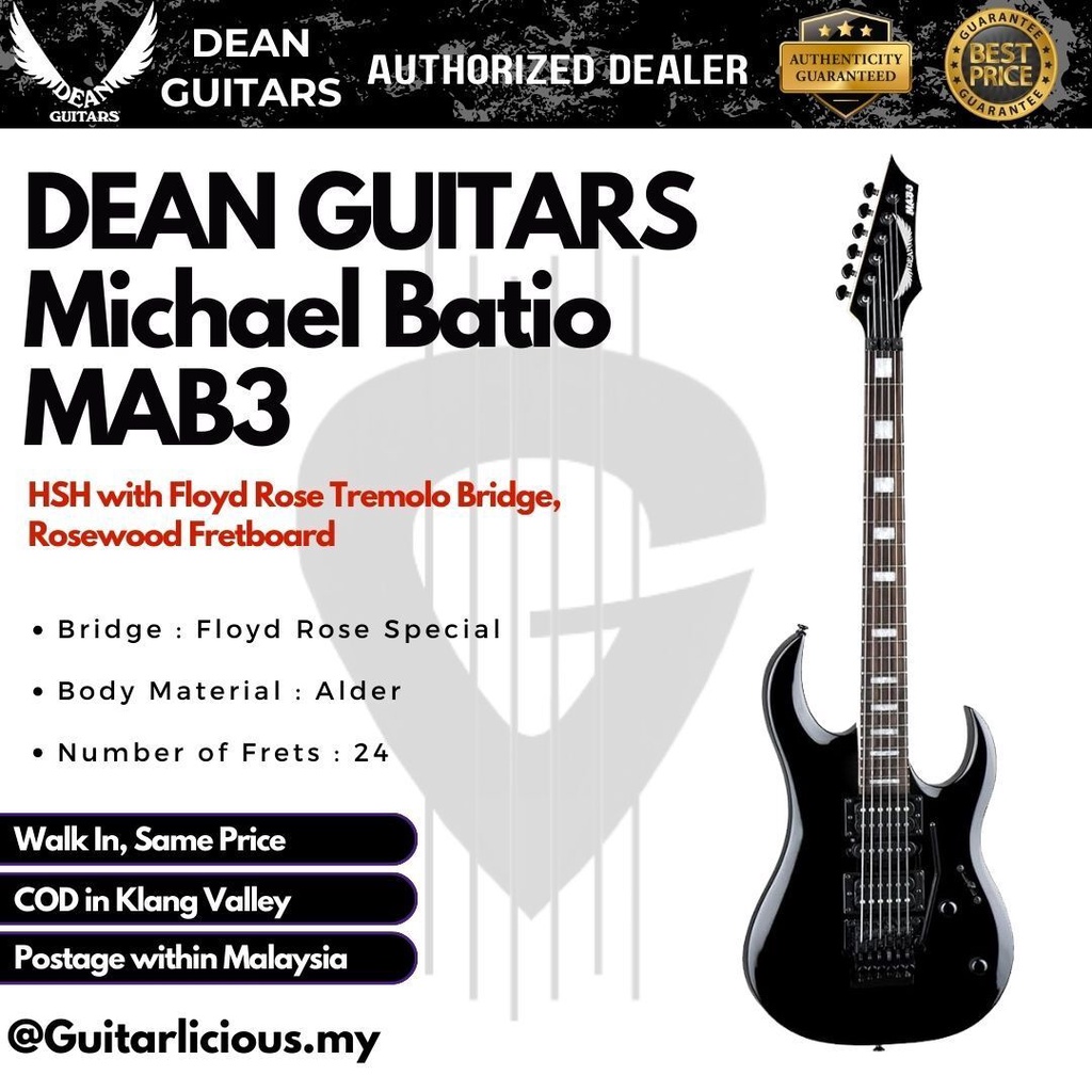 Dean Guitars Michael Batio MAB3 Double Cutaway Rosewood Fretboard Floyd Rose Electric Guitar ...