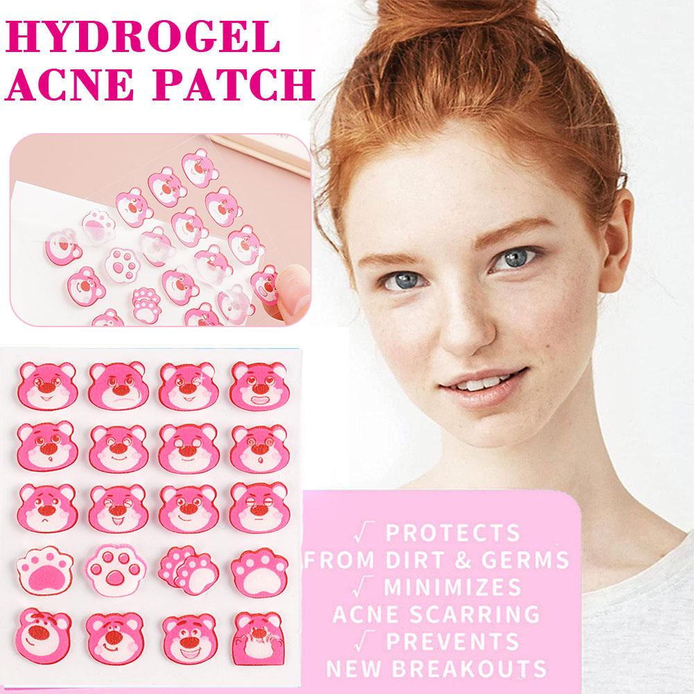 20pcs/sheet Cute Strawberry Bear Acne Patch Hydrocolloid Pink Acne ...