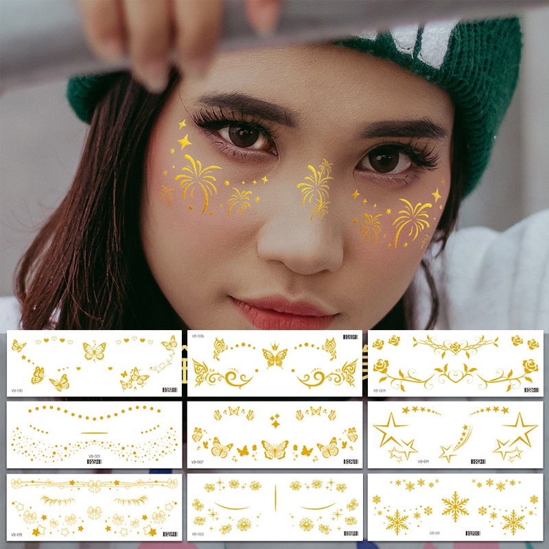 New Gold Face Sticker Cute Sweet Waterproof Tattoo Sticker for Party ...