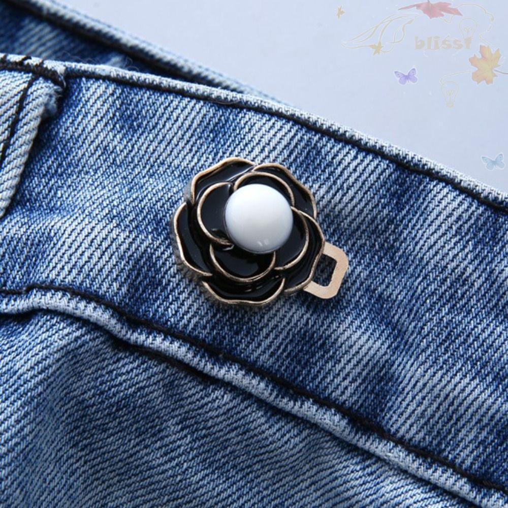 BLISS Camellia Pants Button Tightener, Button Clasps Alloy Flower Jean ...