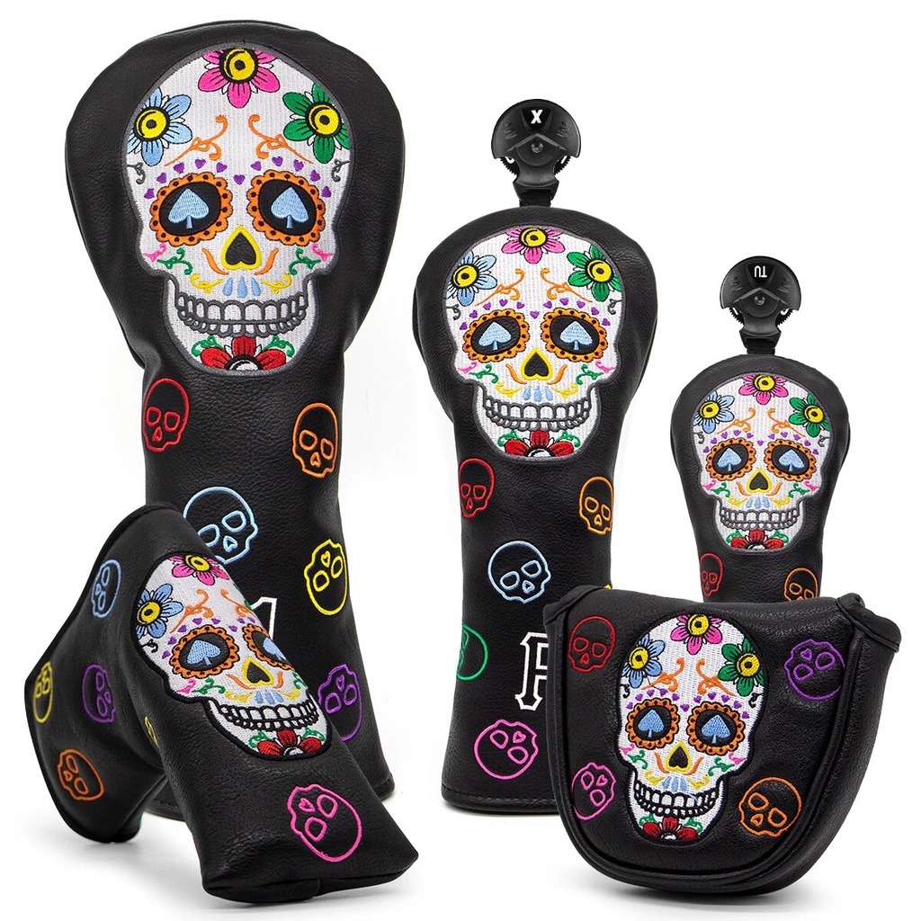 Golf Club Headcovers #1 #3 #5 Wood Head covers Skulls Design Driver ...
