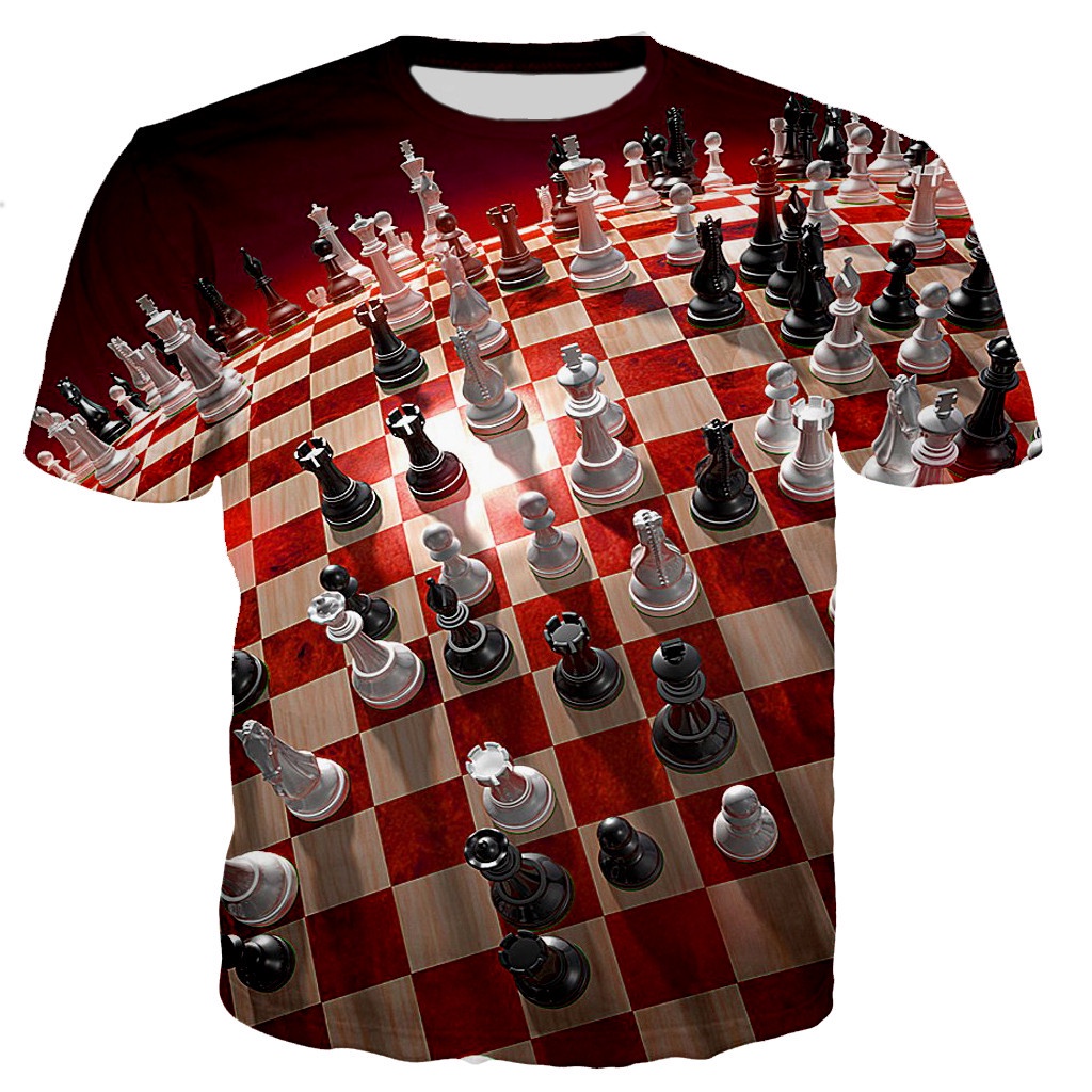 Men's Summer Harajuku Leisure Creative Street Clothing T-shirt Chess ...