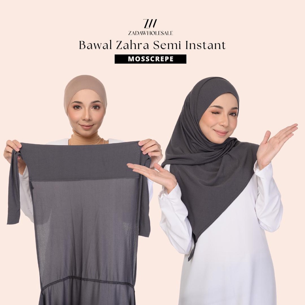 Instant Bawal Zahra Tie Back Mosscrepe Semi Ironless Bawal Selapis ...