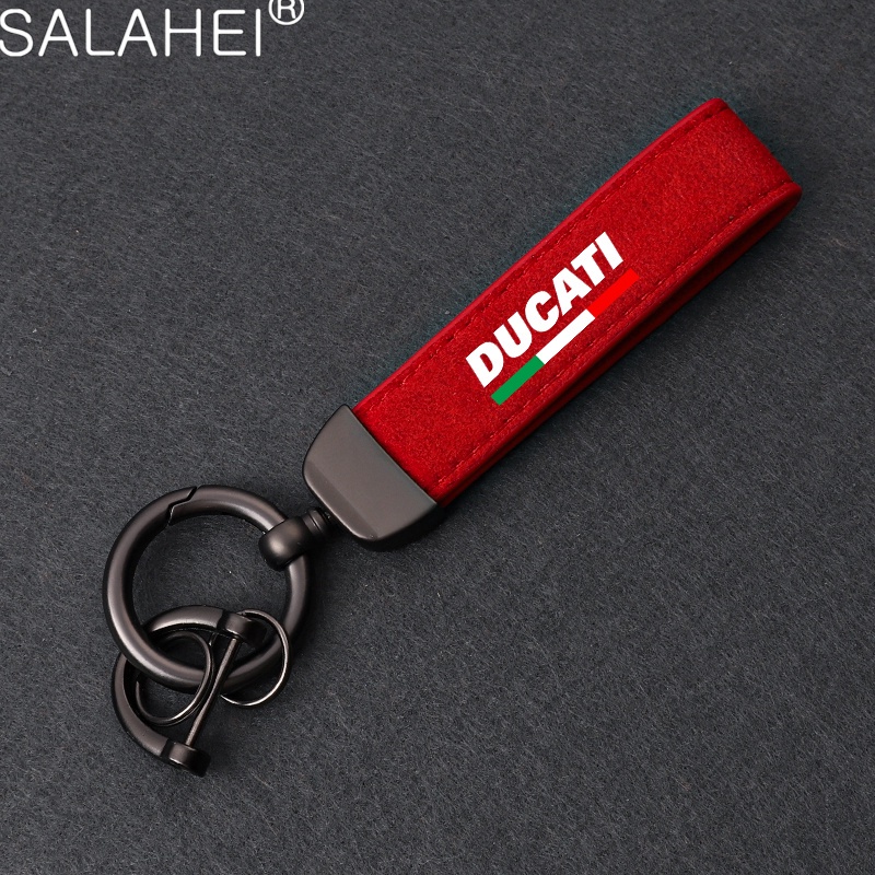 Suede Leather Motorcycle Emblem Keychain Car Metal Key Ring Hanging for ...