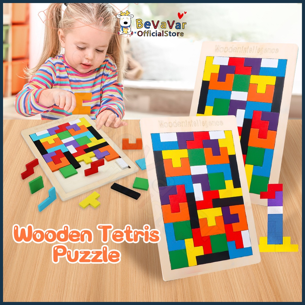 BEVAVAR Russian Wooden Block Puzzle Baby Geometry Puzzle Board Building ...