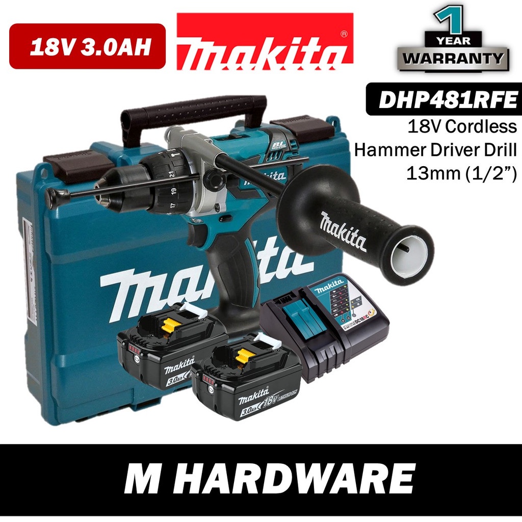 MAKITA DHP481RTE / DHP481RFE / DHP481Z 18V Cordless Hammer Driver Drill 13mm (1/2") | Shopee ...