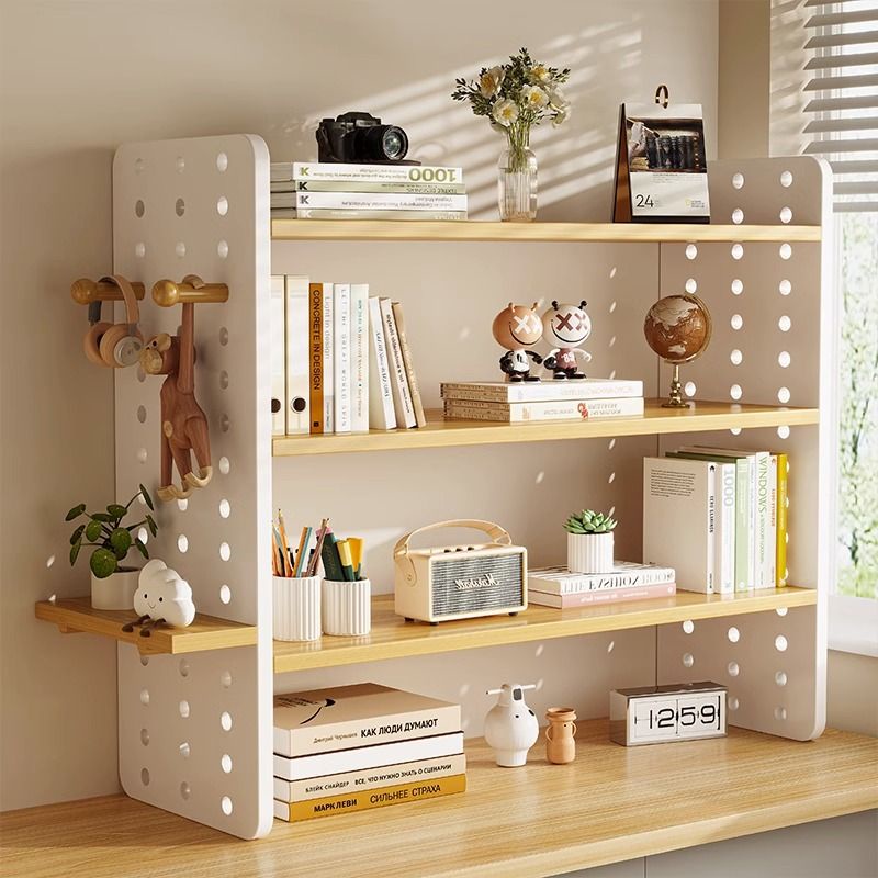 Desktop Shelf Desktop Bookshelf Hole Board Home Study Desk Multi-Layer ...