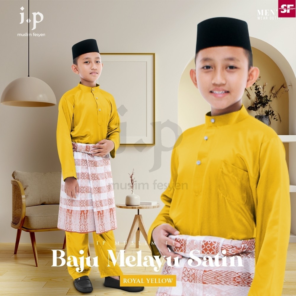 𝐈.𝐏 𝐌𝐮𝐬𝐥𝐢𝐦 𝟐𝟎𝟐𝟒 BAJU MELAYU PASANG SATIN BUDAK🌟- KUNING DIRAJA | Shopee ...