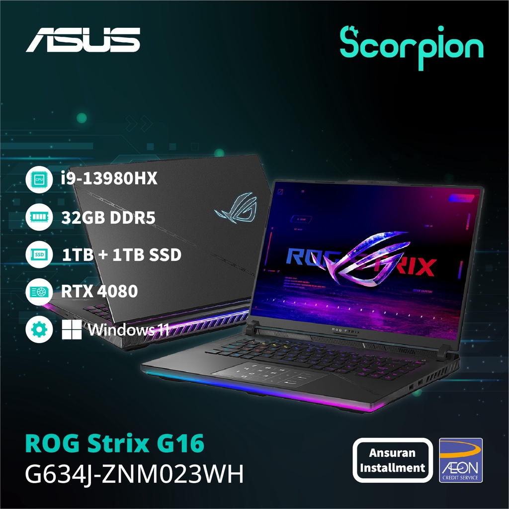 Asus ROG Strix G16 G634J-ZNM023WH Gaming Laptop（Aeon Credit Services-36 ...