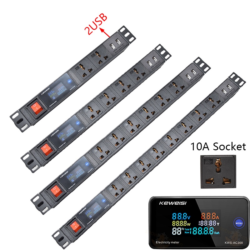 Network Cabinet Mount PDU Power Strip，Display Voltmeter Ammeter, 2/3/4 ...