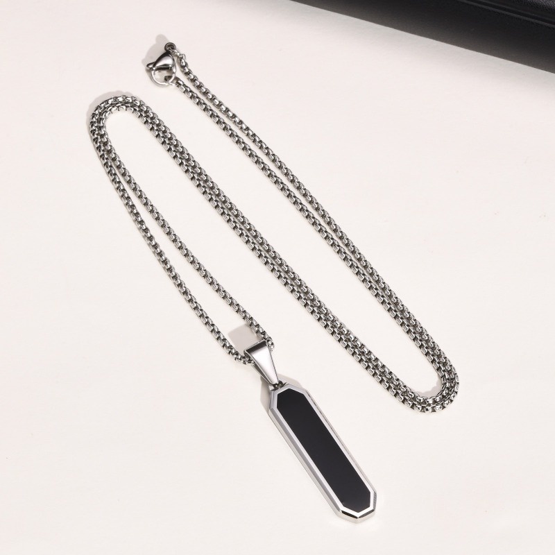 Brand new stainless steel black bar pendant necklace,retro style men ...