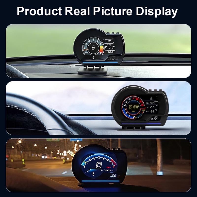 P6 GPS Car OBD OBD2 Meter Digital Scanner Alarm Speed Gauge display Hud ...