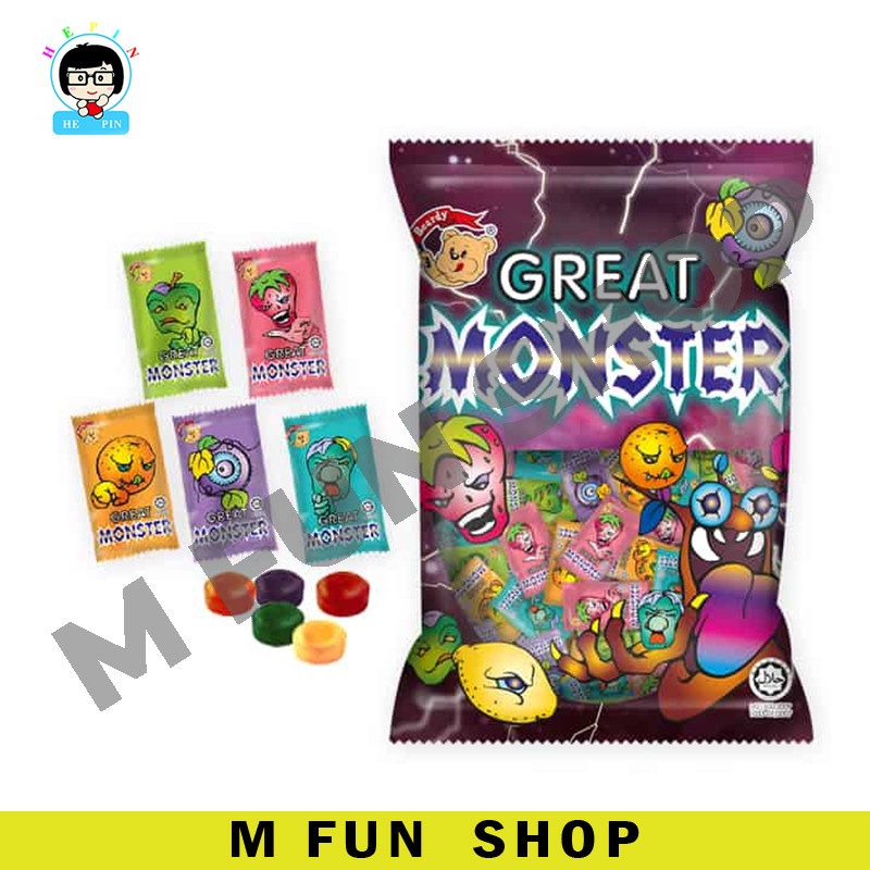*Childhood Snack* Halal 350Pcs YLF Beardy Great Monster Sour Candy ...