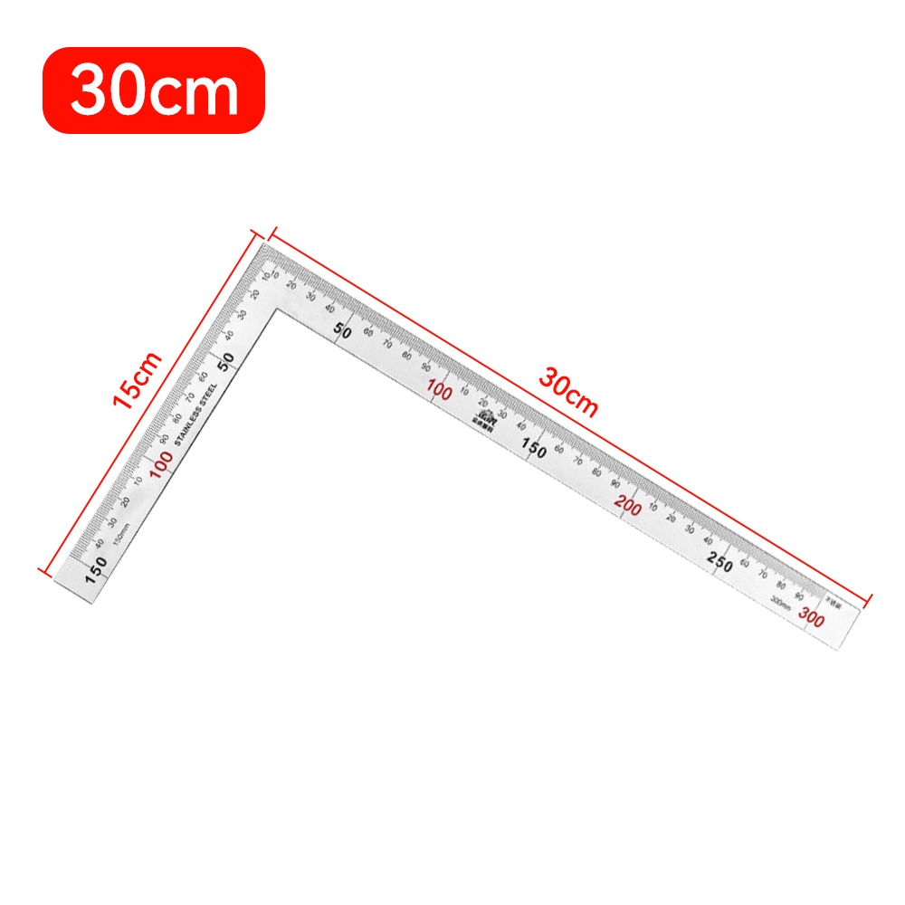 Stainless Steel 30cm 15cm L-Shaped L Ruler 不锈钢角尺 Square Angle Ruler ...