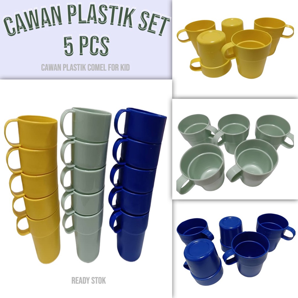 [5 pcs] CAWAN PLASTIK SET 5 pcs PLASTIC MUG/CUP FOR KID CAWAN BUDAK SET ...