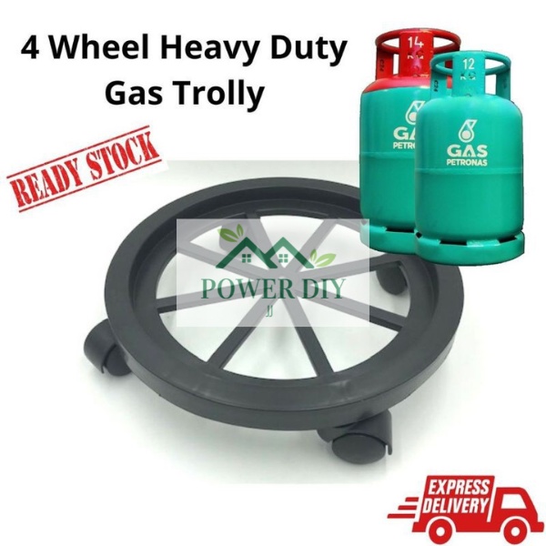 39cm Heavy Duty 4 Wheel Gas Trolly / Gas Rack roda gas tong trolley ...