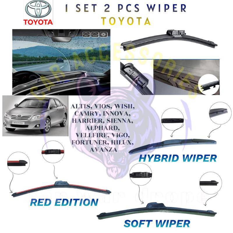 1 SET TOYOTA Car Wiper Soft Rubber Wipers Blade camry altis vios hilux alphard vellfire sienna ...