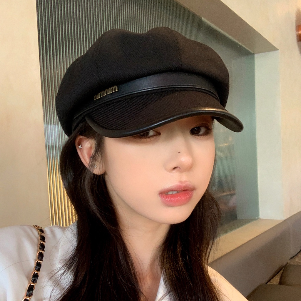 Women's Peaked Cap Black Casual Retro Beret Makes Face Look Smaller ...