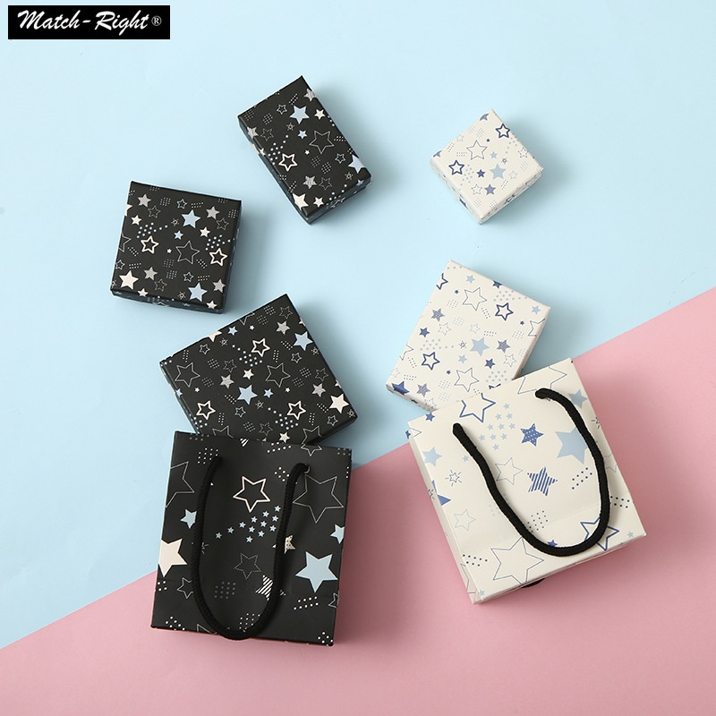 Cute Star Pattern Box Include Sponge Jewelry Box For Rings Earring ...