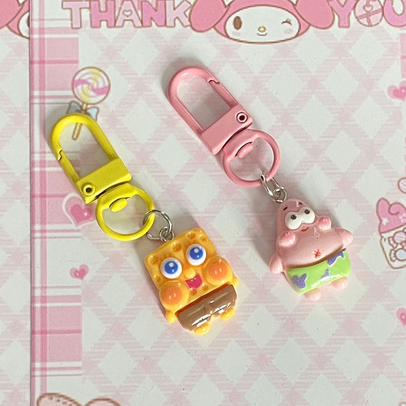 Cartoon SpongeBob Patrick Star Keychain Cute Backpack Pendant Student ...