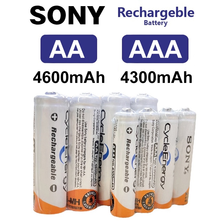 Sony Rechargeable Battery AA AAA Charger 1.2V Ni-MH 4600mAh 4300mAH ...