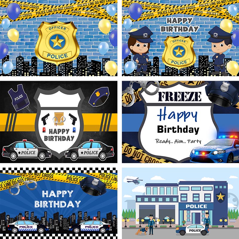 Police Backdrop For Photography Baby Shower Kids Children Girl Boys ...