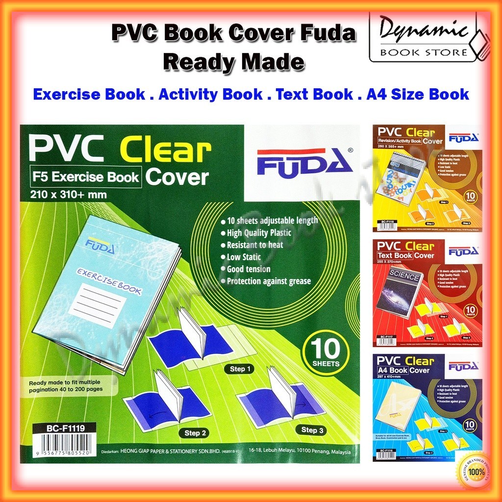 Ready Made FUDA PVC Book Cover A4 / Text Book / F5 Exercise Book ...